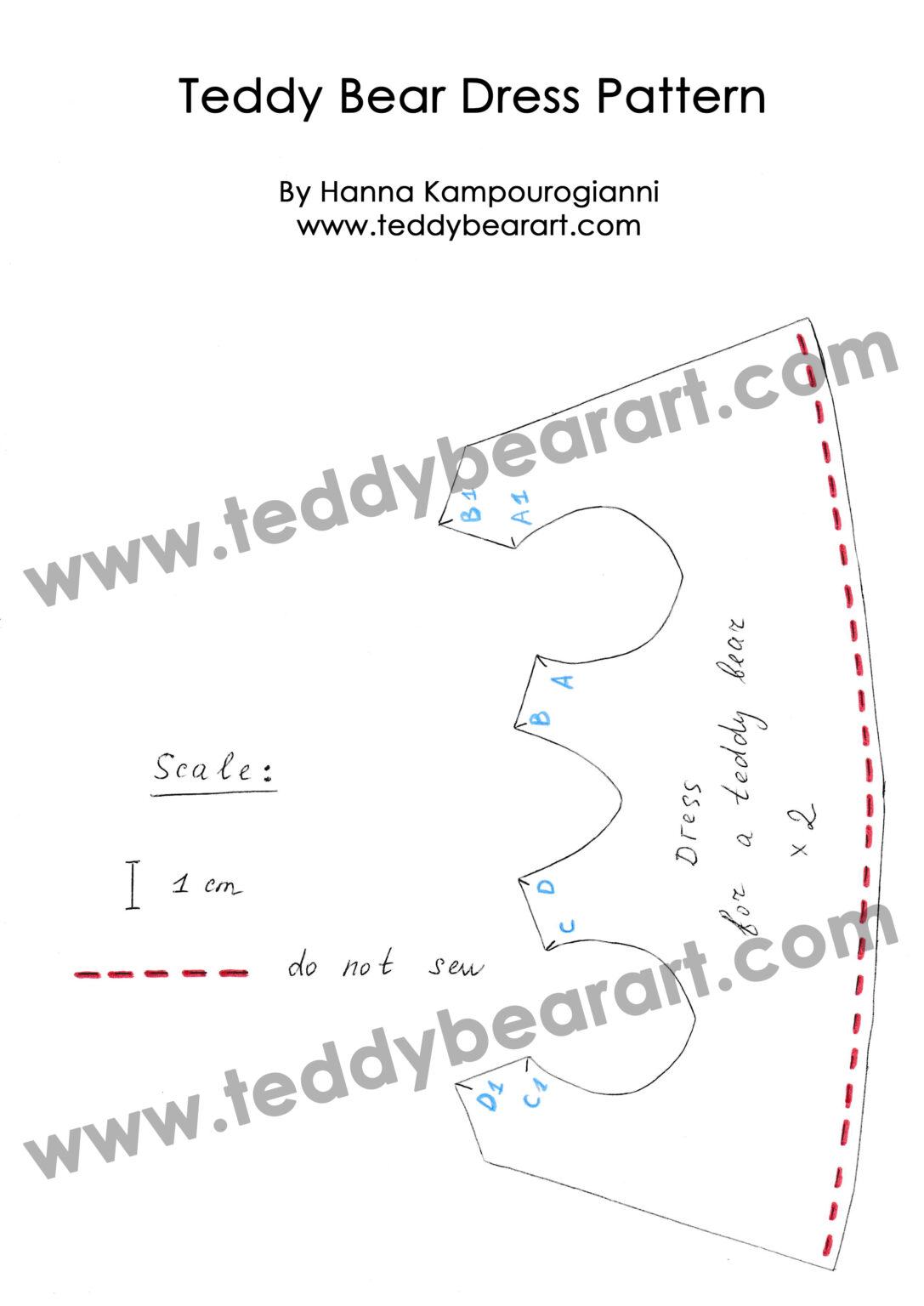 Teddy Bear Clothes Sewing Pattern - A Dress - Teddy Bear Art
