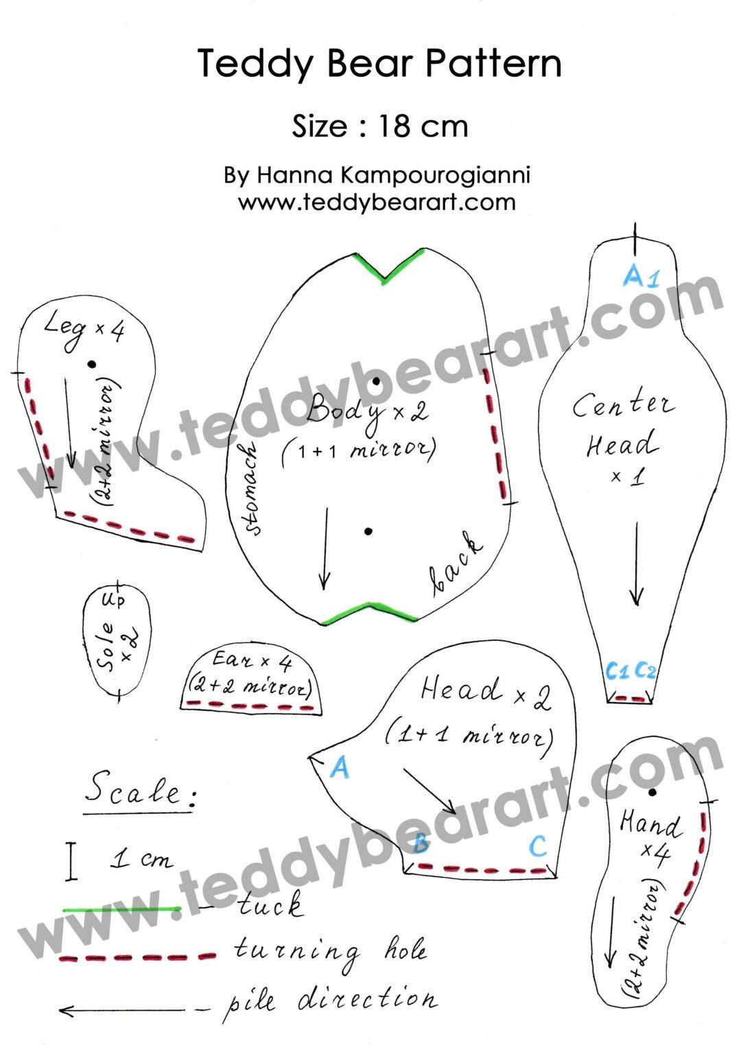 Printable Teddy Bear Sewing Pattern And Tutorial - Teddy Bear Art