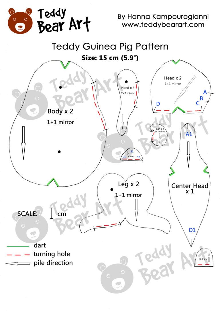 DIY: Teddy Guinea Pig Sewing Pattern for Intermediate Crafters - Teddy ...