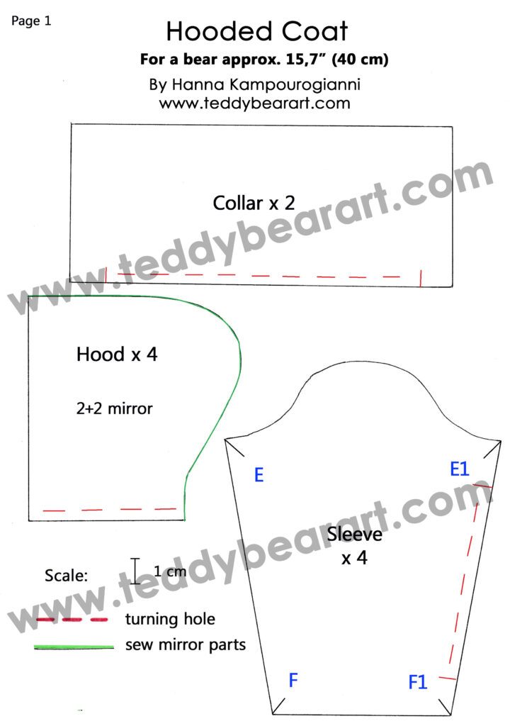 Easy Teddy Bear Clothes Sewing Pattern: A Hooded Coat - Teddy Bear Art