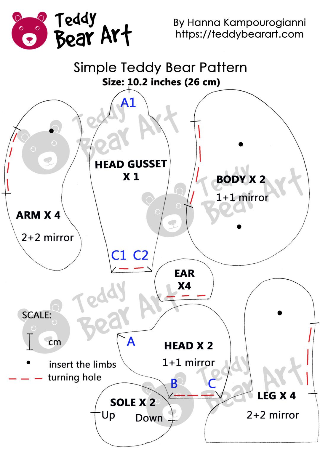 Simple Teddy Bear Sewing Pattern: Attaching Limbs – Thread and Buttons ...