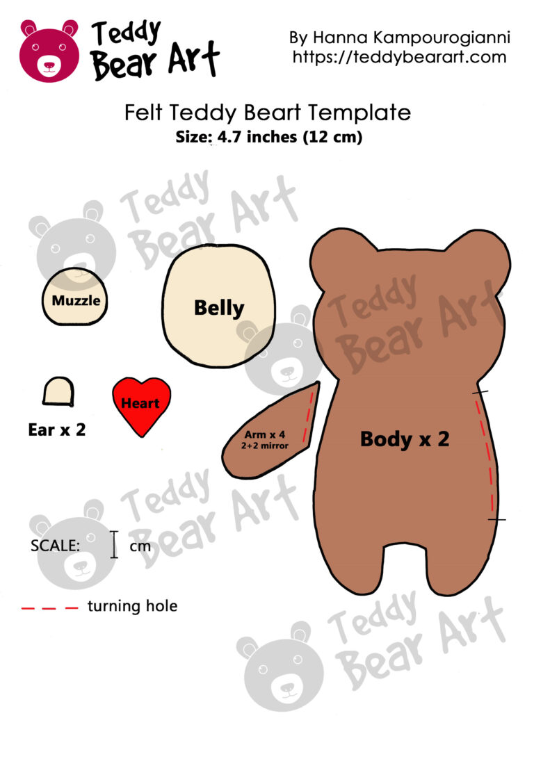 Free Felt Teddy Bear Template: Easy DIY for Beginners - Teddy Bear Art