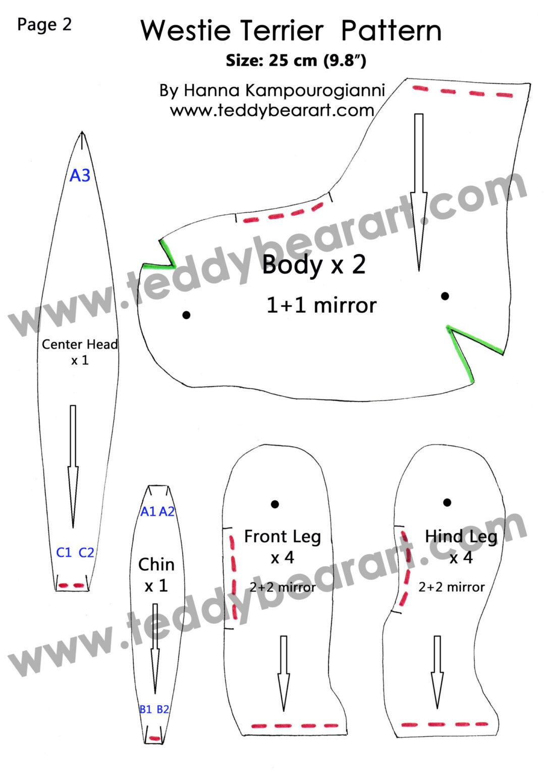 3 Dog Sewing Patterns Free Printable - Teddy Bear Art