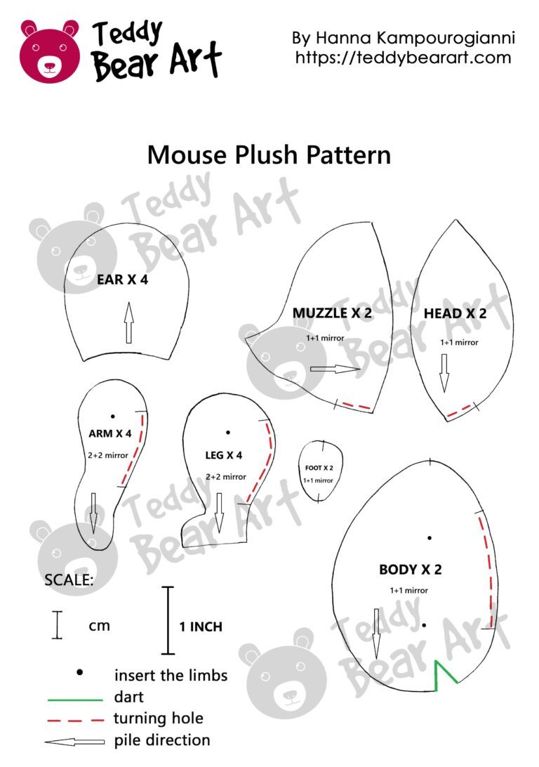 Cute Mouse Plush Pattern - Teddy Bear Art