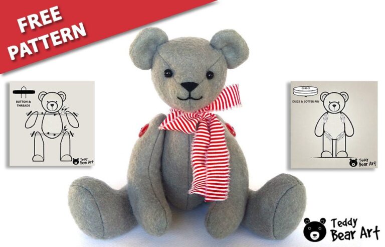 Simple Teddy Bear Sewing Pattern: Attaching Limbs – Thread and Buttons ...